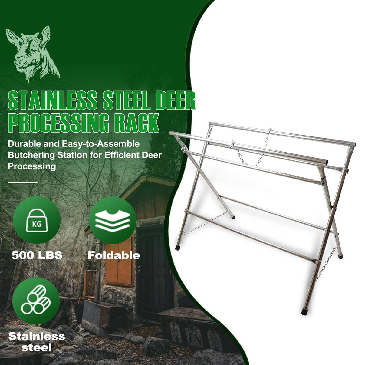 Deer Game Hunting Hoist Processing Rack Stand, Skinning Station Equipm ...
